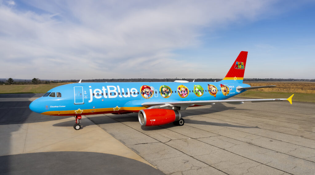 JetBlue presenta un diseño especial en su Airbus A320 con Mario y sus ...